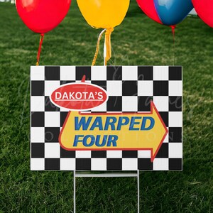 CUSTOMIZABLE 4th Birthday Warped Four Lawn Sign, Kids Fourth Birthday ...
