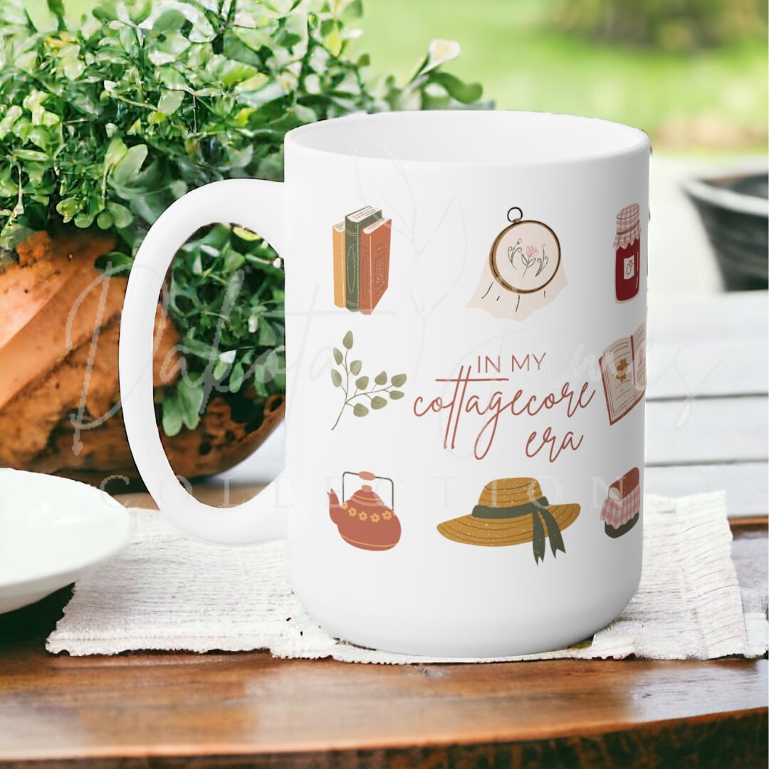 Cottagecore Farmcore White Ceramic Coffee Cup, Rustic Mug, Farmhouse ...