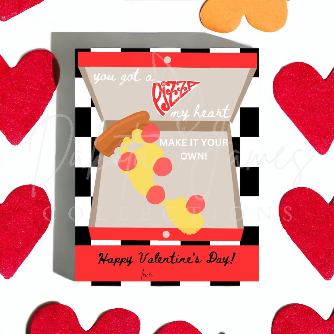 PRINTABLE at Home Kids Valentines Day Card and Gift, Kids Footprint ...