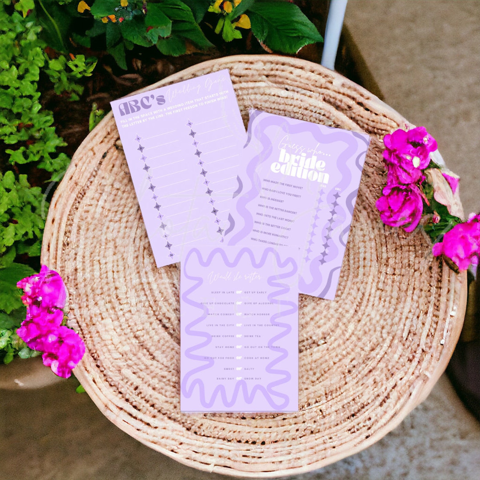 EDITABLE + PRINTABLE Set of 3 Purple Retro Y2K Bridal Shower or Hen ...