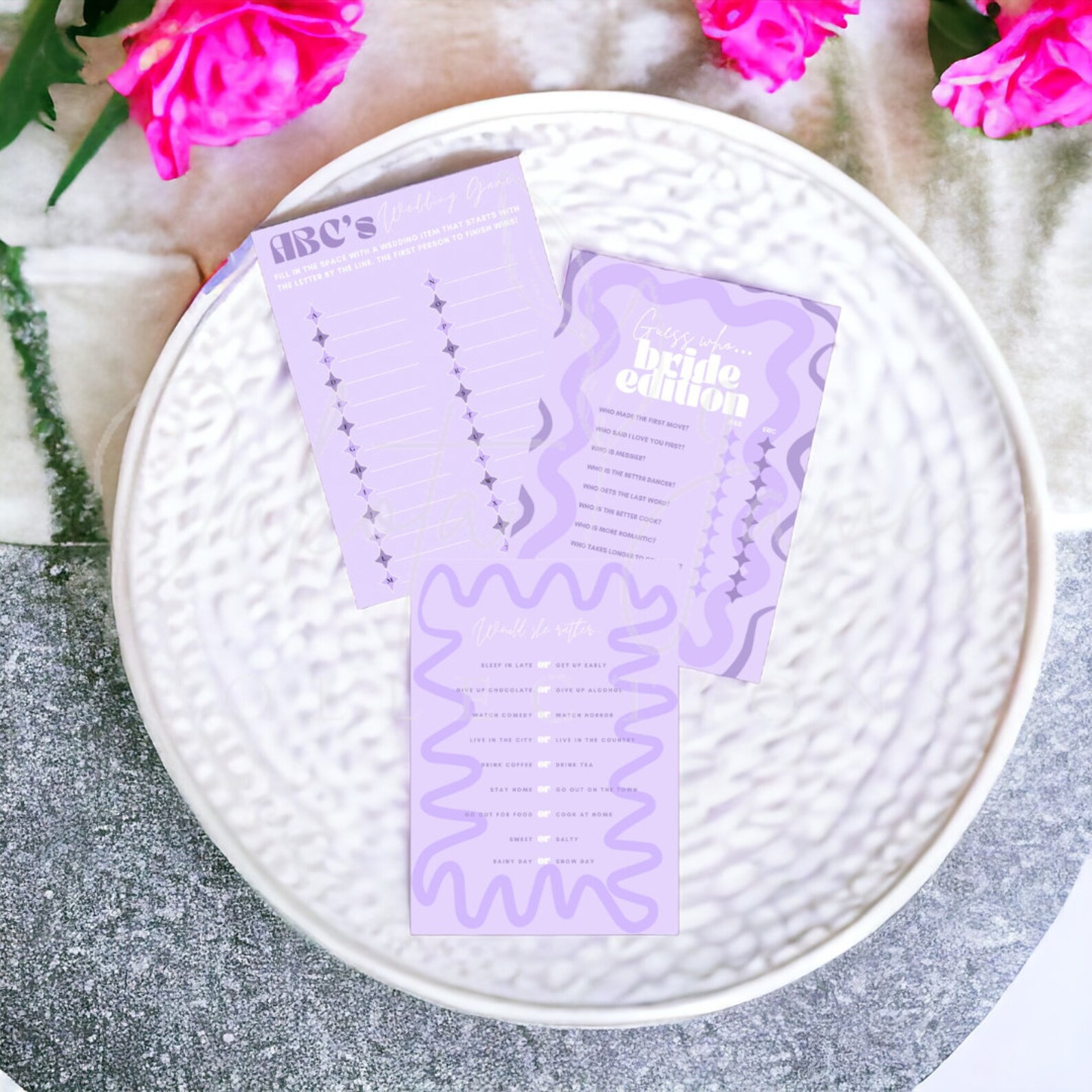 EDITABLE + PRINTABLE Set of 3 Purple Retro Y2K Bridal Shower or Hen ...