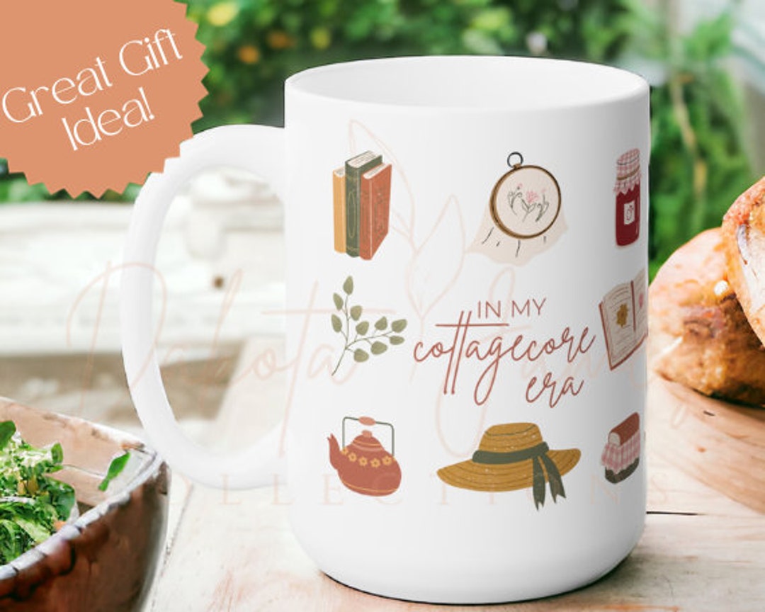 Cottagecore Farmcore White Ceramic Coffee Cup, Rustic Mug, Farmhouse ...