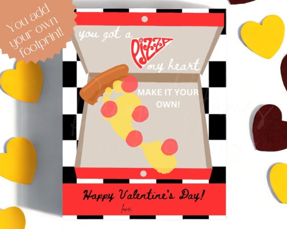 PRINTABLE at Home Kids Valentines Day Card and Gift, Kids Footprint ...