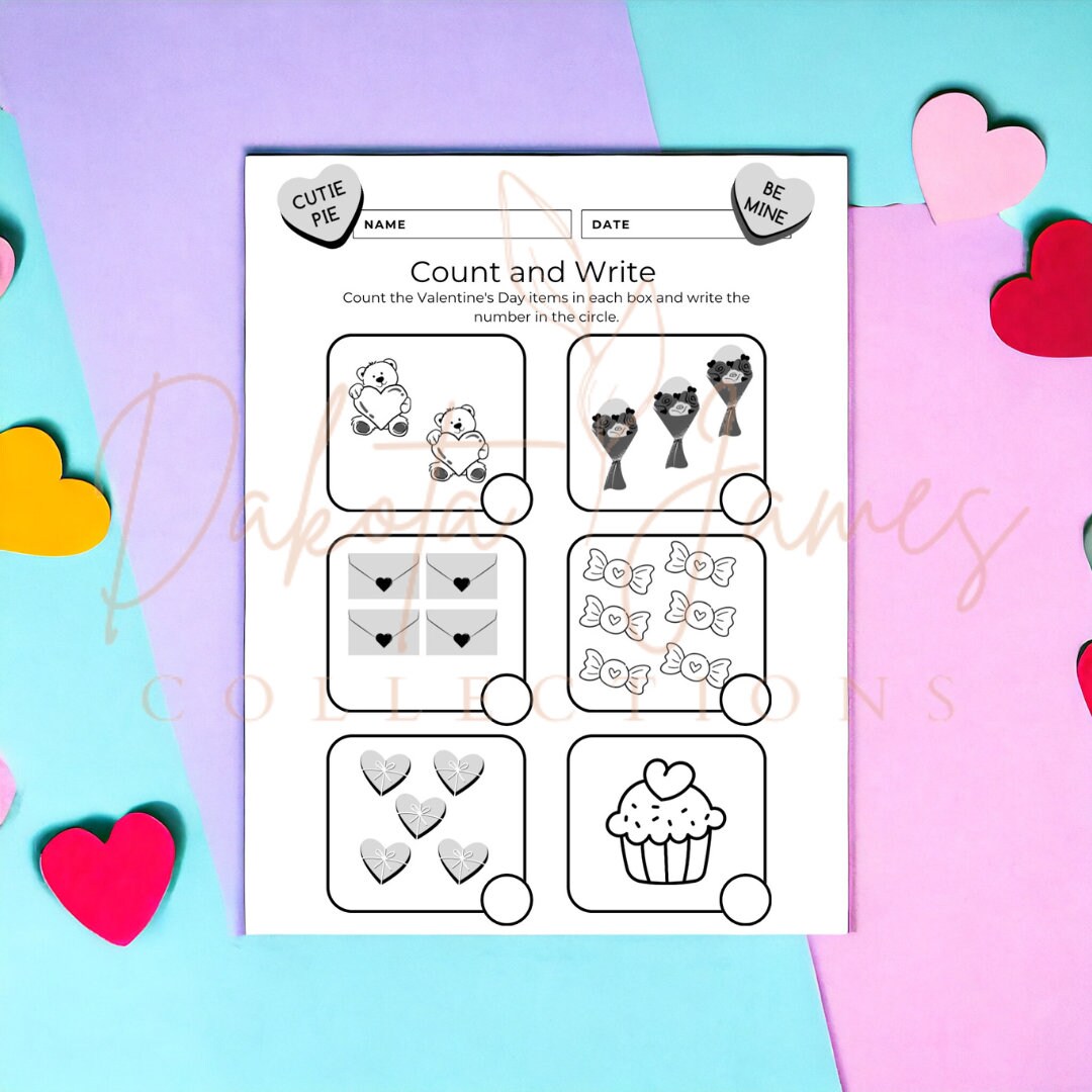 PRINTABLE Valentines Day Preschool Worksheets, Valentines Day ...