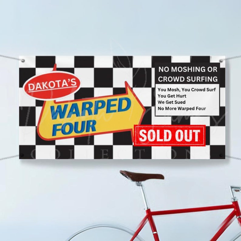 CUSTOMIZABLE 4th Birthday Warped Four Banner, Kids Fourth Birthday ...