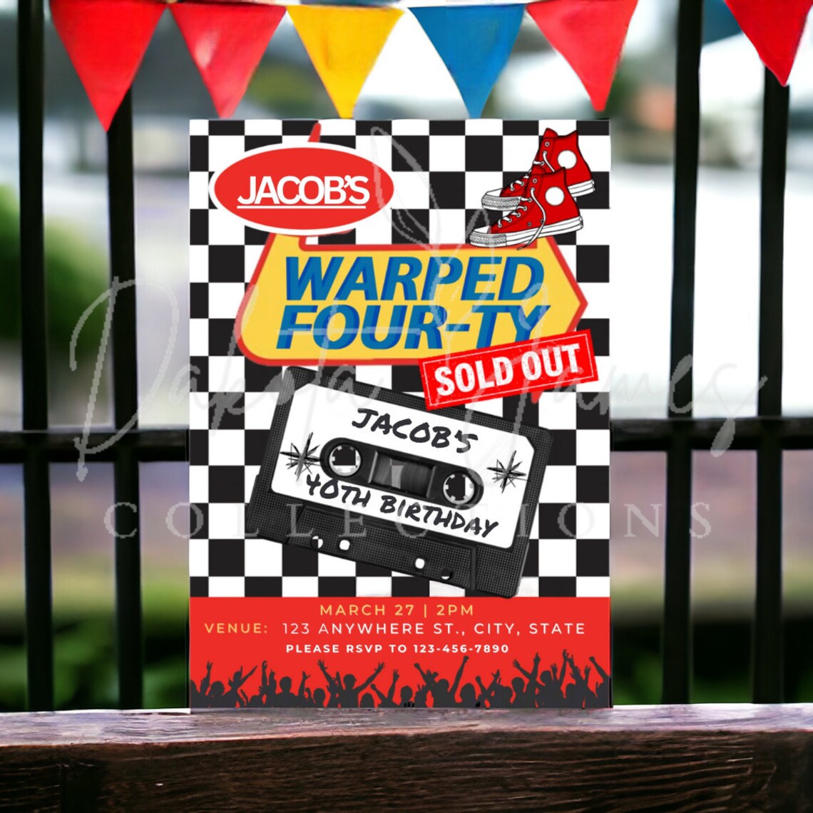 EDITABLE 40th Birthday Party Invitation, Warped Four-ty Birthday ...