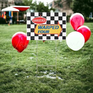 CUSTOMIZABLE 4th Birthday Warped Four Lawn Sign, Kids Fourth Birthday ...