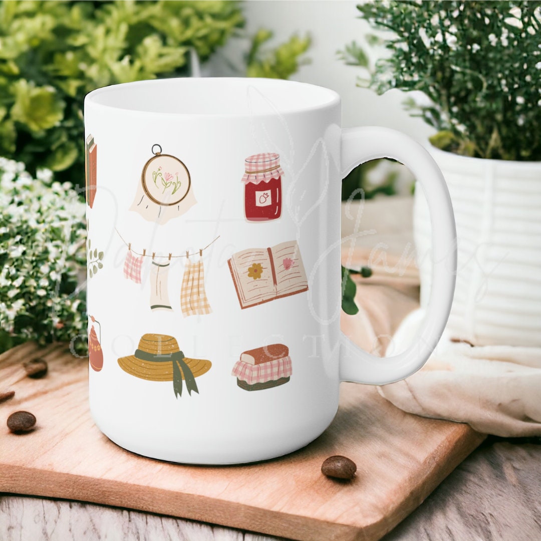 Cottagecore Farmcore Ceramic White Coffee Cup, Rustic Mug, Farmhouse ...