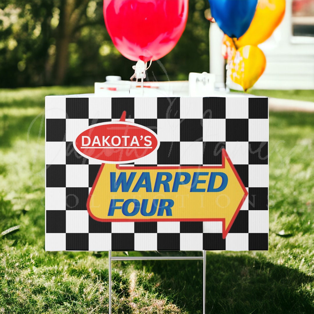 CUSTOMIZABLE 4th Birthday Warped Four Lawn Sign, Kids Fourth Birthday ...