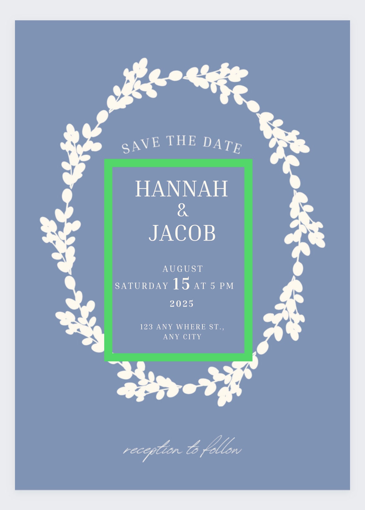 EDITABLE Elegant Blue Save the Date, Digital Download Save the Date ...