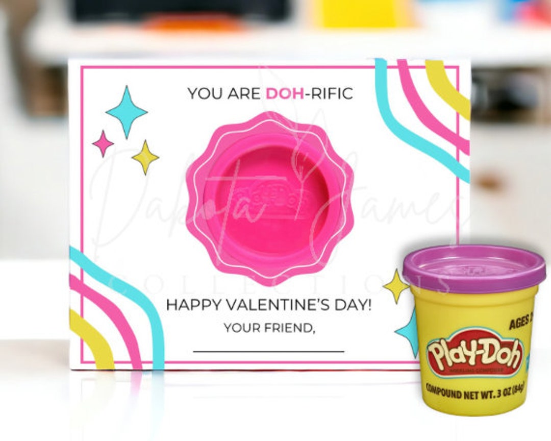 PRINTABLE Playdoh Valentine’s Day Cards for Kids Classroom, Preschool ...