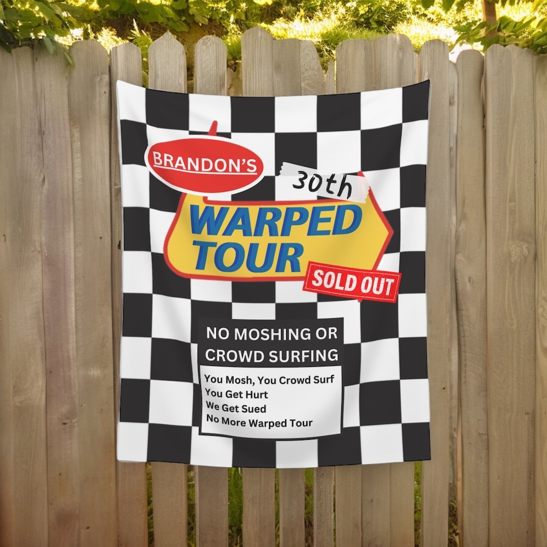 CUSTOMIZABLE Birthday Warped Tour Tapestry, Birthday Party Sign ...