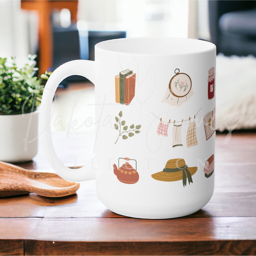 Cottagecore Farmcore Ceramic White Coffee Cup, Rustic Mug, Farmhouse ...