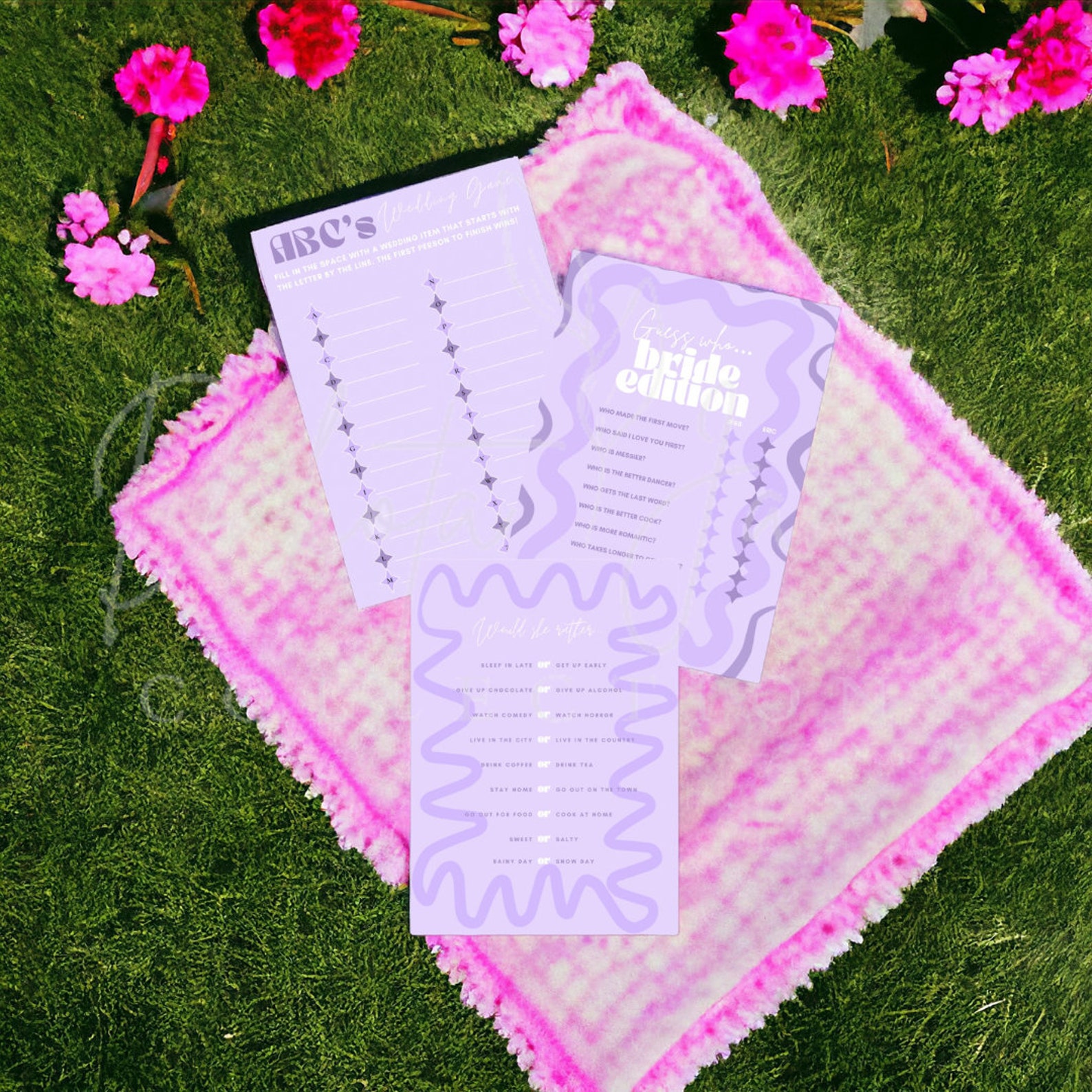 EDITABLE + PRINTABLE Set of 3 Purple Retro Y2K Bridal Shower or Hen ...