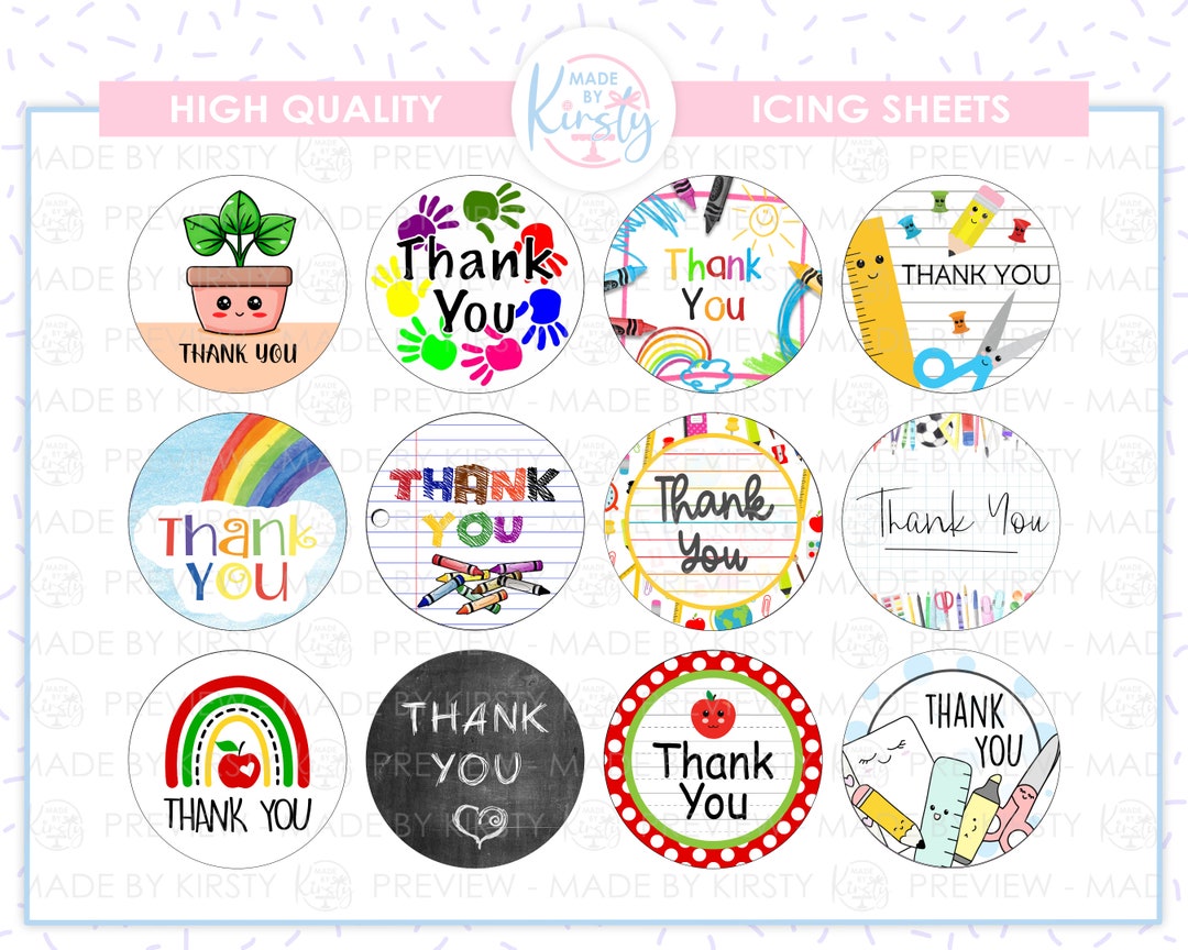 Thank You Teacher Cupcake Toppers, End of Term, Teacher Gift 12x 2.25 ...