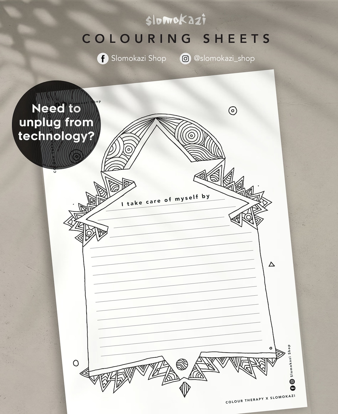 Journal & Colouring Worksheet for Adults • Instant Download • A4 ...