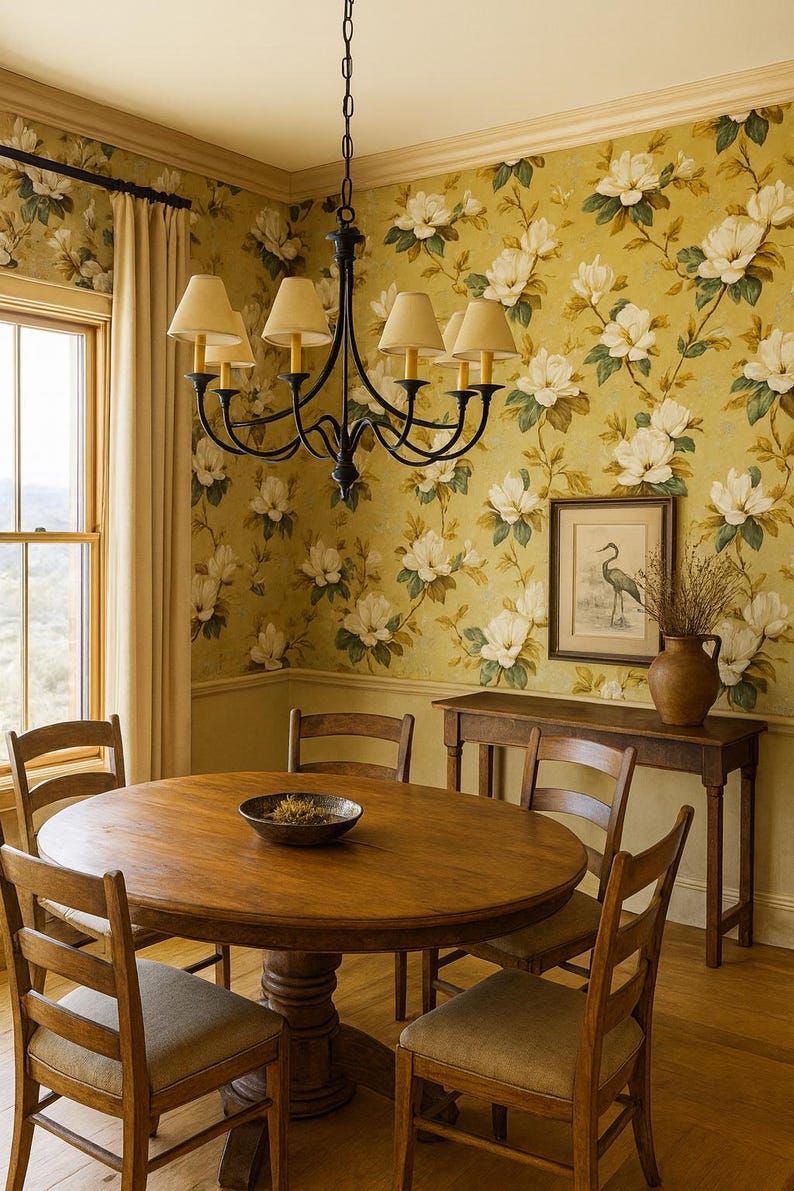 Magnolia Moonlight Wallpaper - Etsy