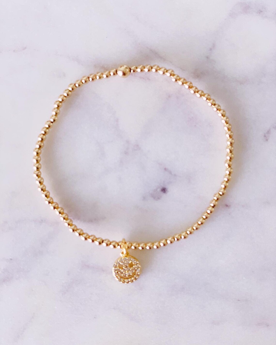 Smiley Face Bracelet Be Happy Bracelet Smile Gold Beaded - Etsy