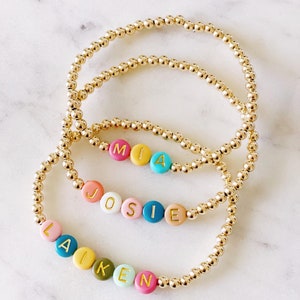 Gold Filled Name Bracelet, Custom Bracelets, BFF Bracelet, Gold Beaded ...