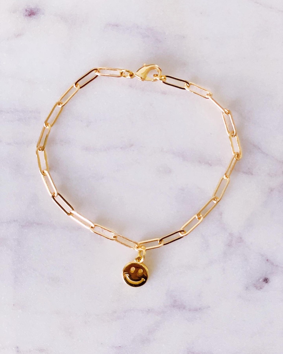 Smiley Face Bracelet Be Happy Bracelet Smile Gold Beaded - Etsy