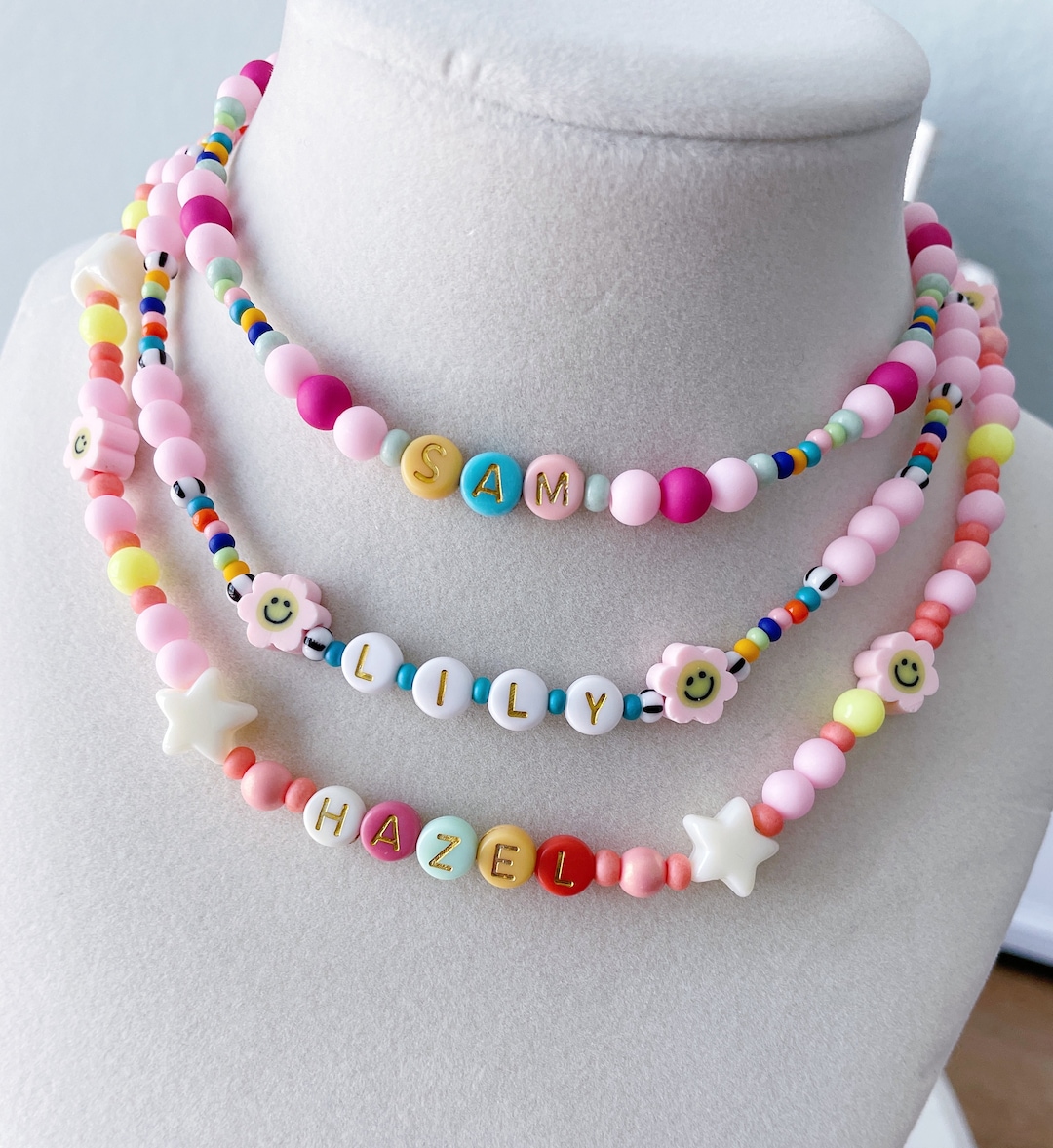 Kid's Necklace, Necklaces for Kids, Name Necklace for Children, Beaded ...