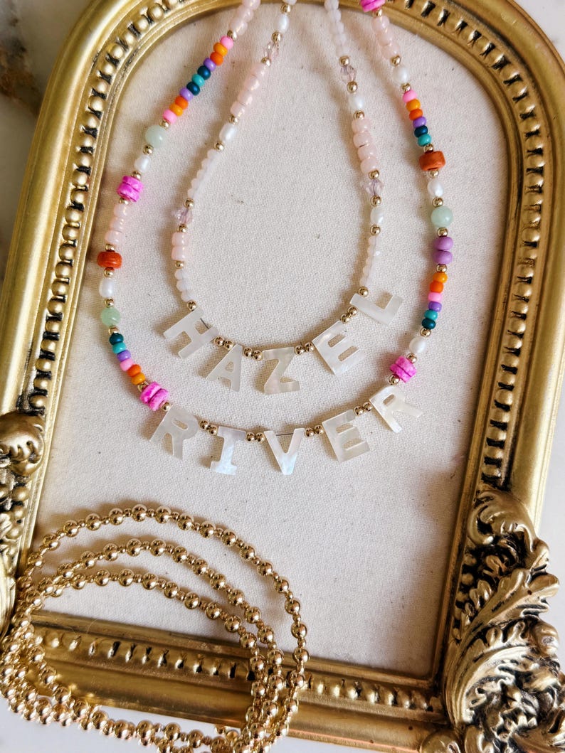 Name Necklaces for Kids, Necklaces for Kids, Pearl Letter Necklace - Etsy