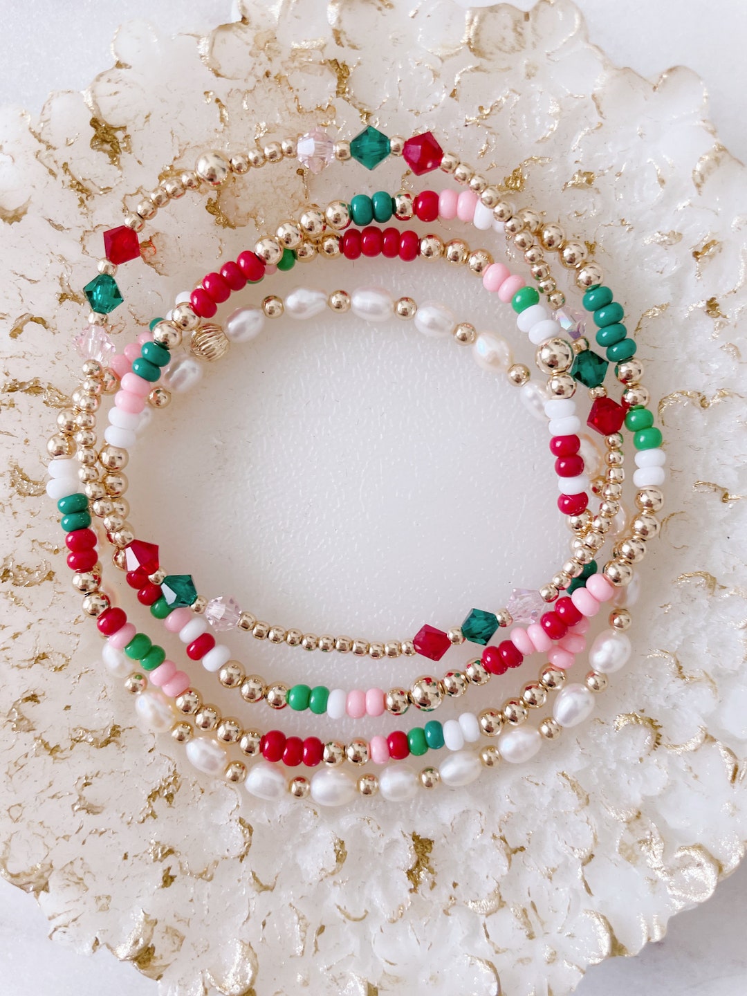 Christmas Bracelets, Christmas Bracelet Set, Christmas Jewelry, Gold ...