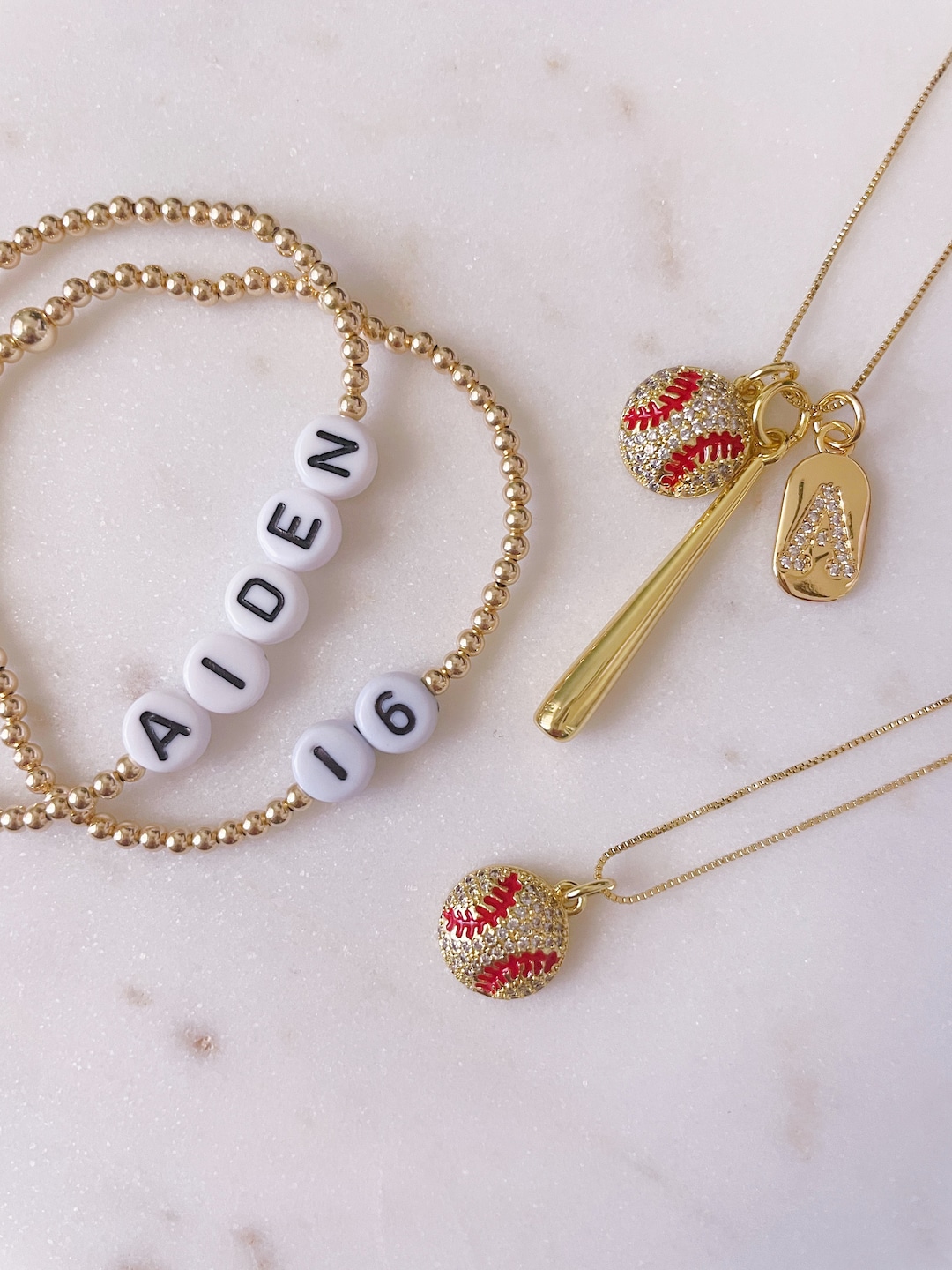 Baseball Bracelet, Baseball Necklace, Charm Baseball Necklace, Baseball ...