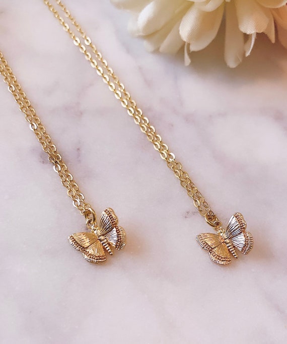 Gold Butterfly Necklace Dainty Gold Butterfly Chain Gold - Etsy