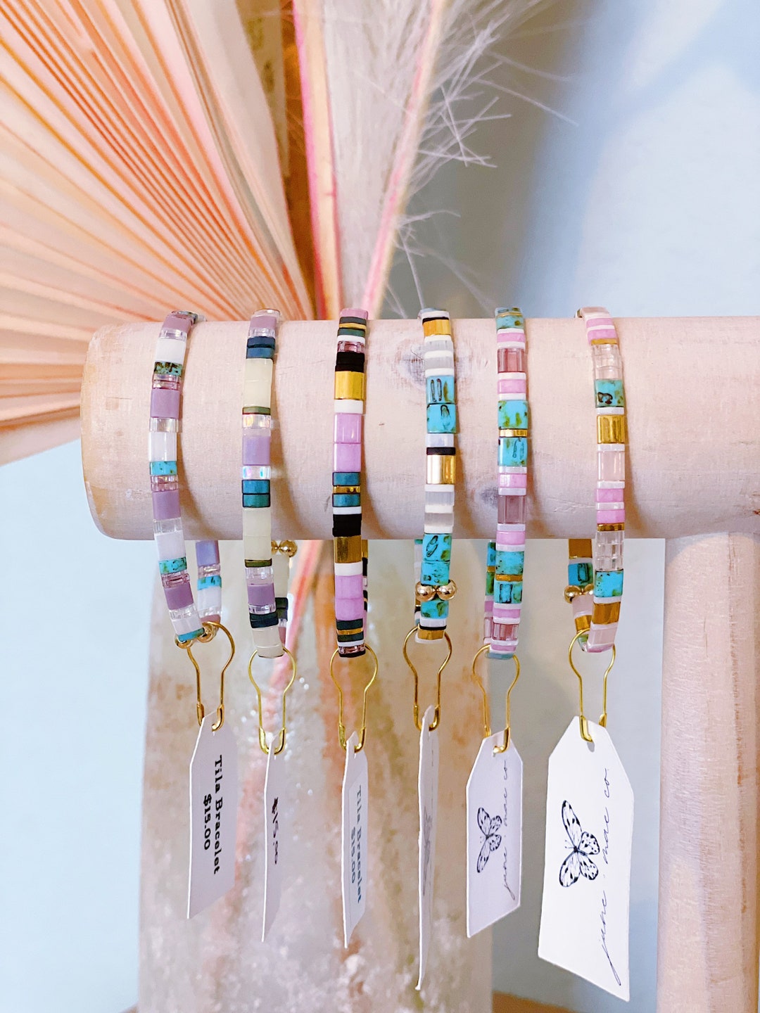 Tila Bracelets, Stackable Bracelets, Tile Bead Bracelet, Black and ...