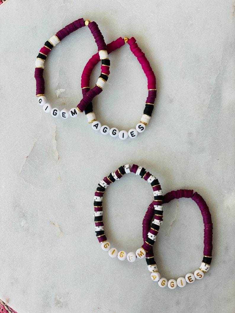 Aggies Bracelet Stack Texas A&M Heishi Bracelet Set Maroon | Etsy