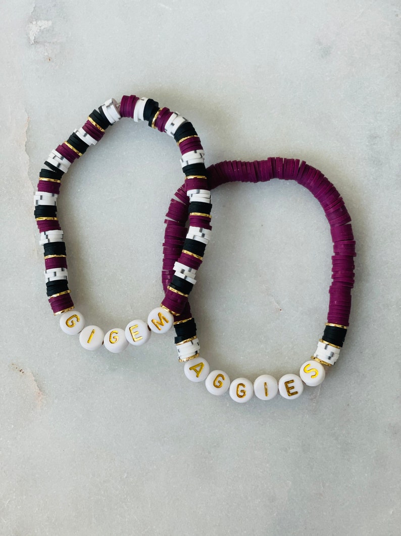 Aggies Bracelet Stack Texas A&M Heishi Bracelet Set Maroon | Etsy