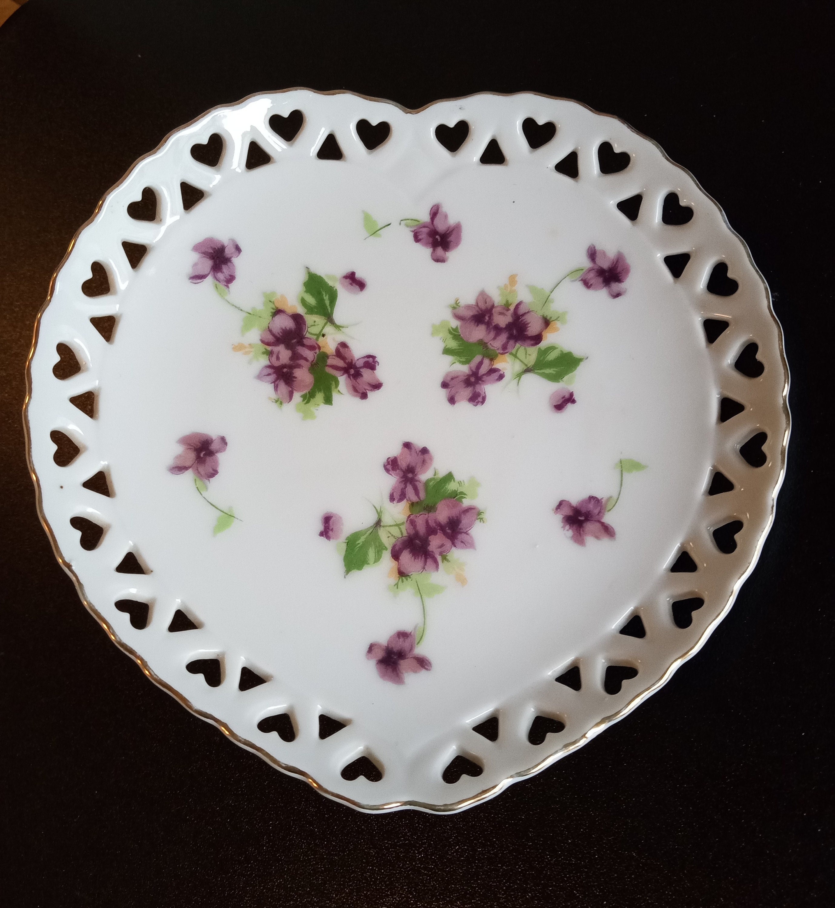 Norcrest Decorative Plate Sweet Violets Pattern Heart Shaped and ...