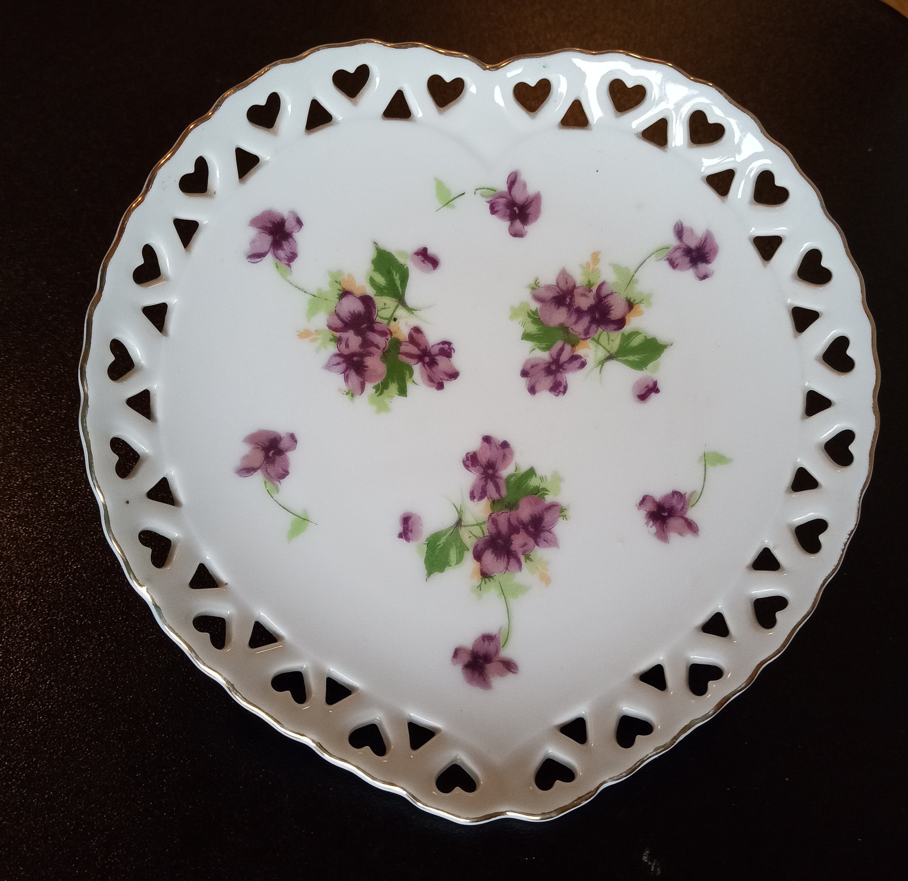 Norcrest Decorative Plate Sweet Violets Pattern Heart Shaped and ...