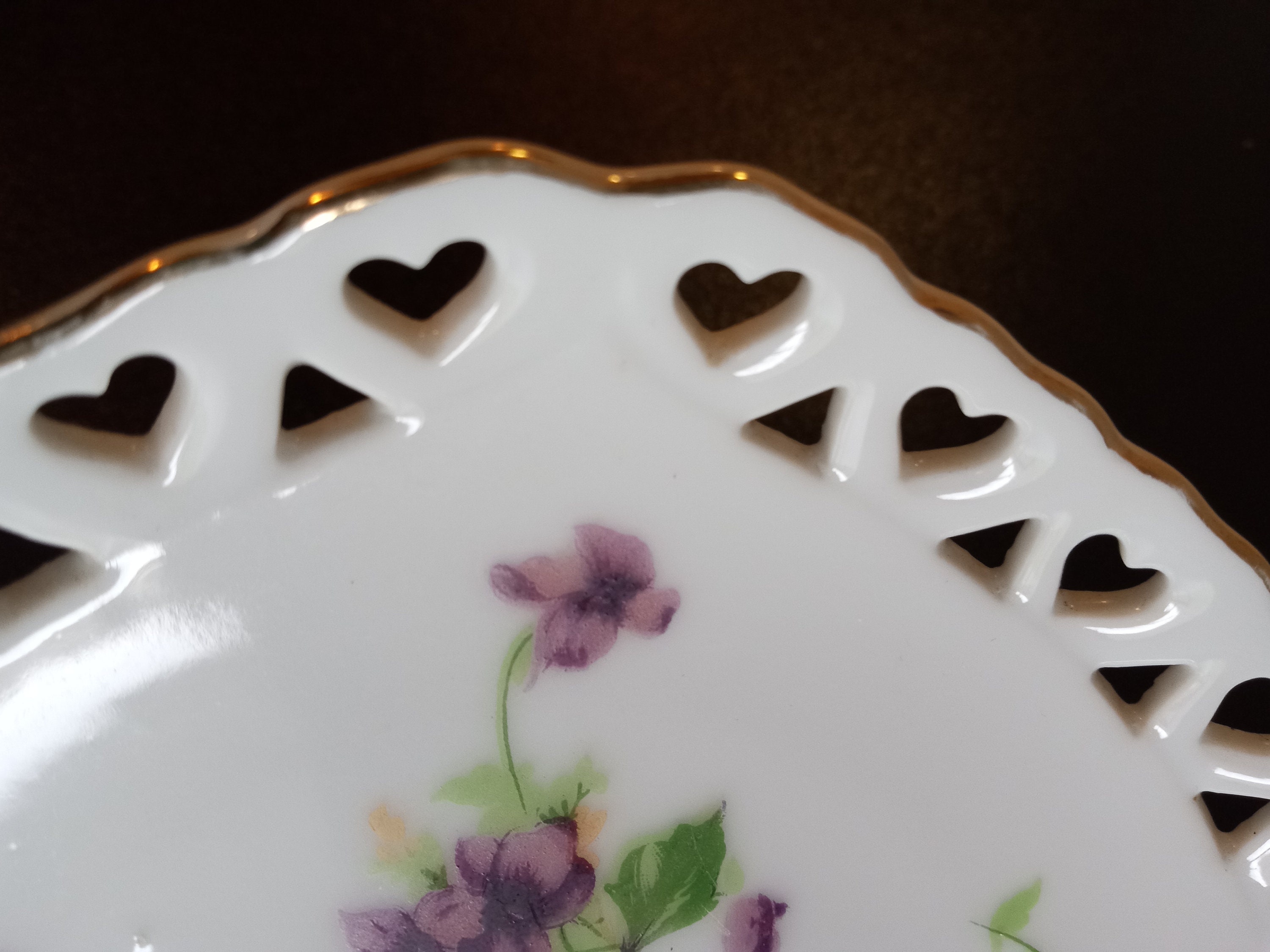 Norcrest Decorative Plate Sweet Violets Pattern Heart Shaped and ...