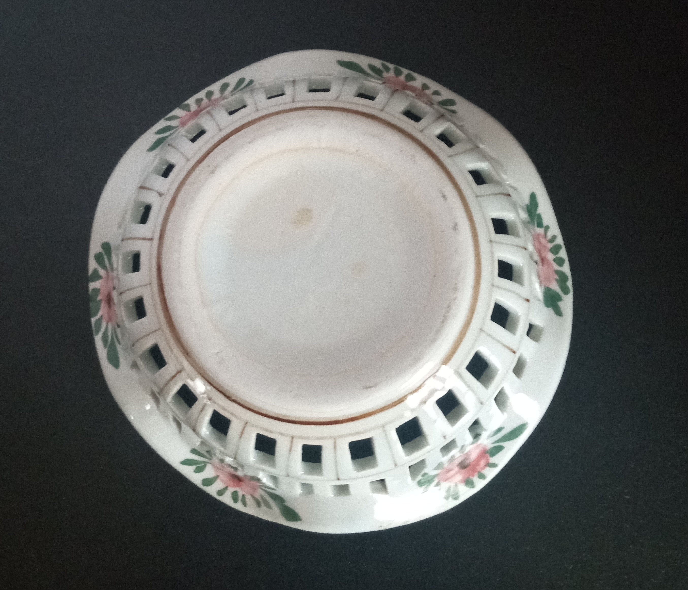 Punched Porcelain Basket Bowl With Flowers - Etsy