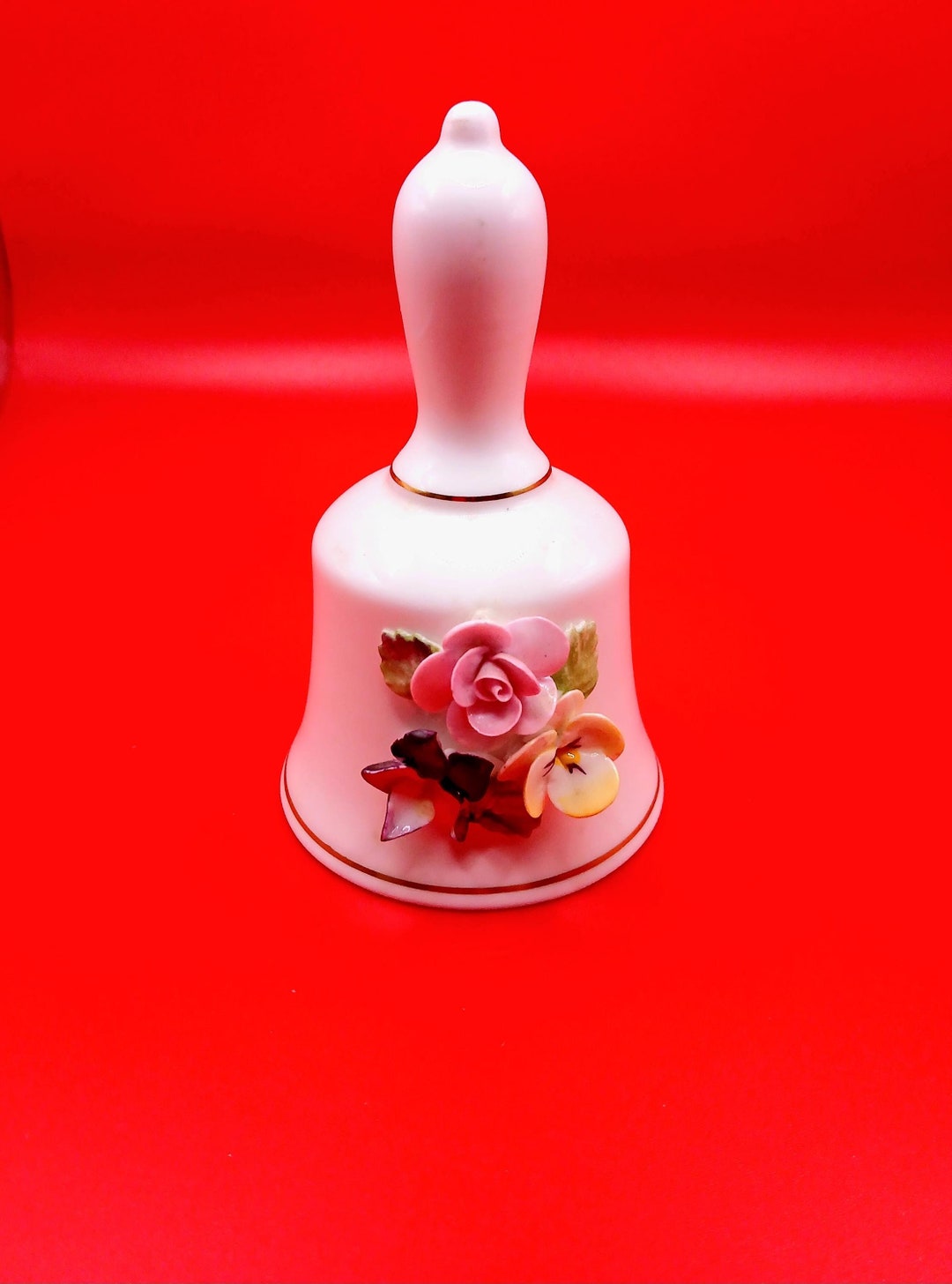 Danbury Mint Bone China Bell, 3D Flowers, Gold Trim, Made in England - Etsy