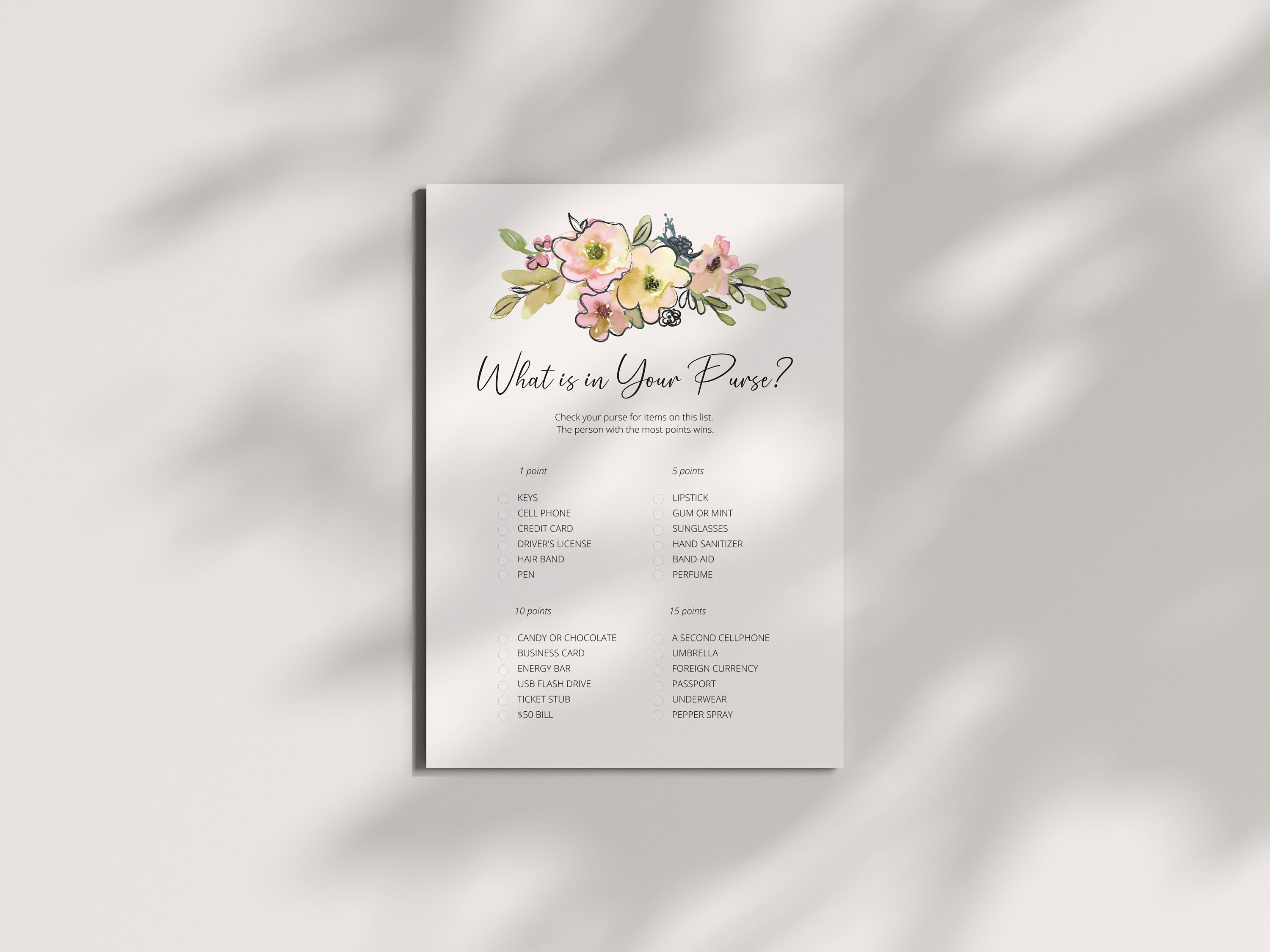 Watercolor Floral Baby Shower Game Set Printed & Shipped - Etsy