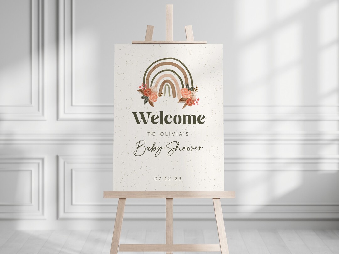 Boho Rainbow Baby Shower Welcome Sign - Etsy
