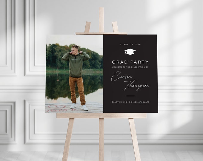 Black Graduation Welcome Sign, Custom Graduation Party Foam Board ...