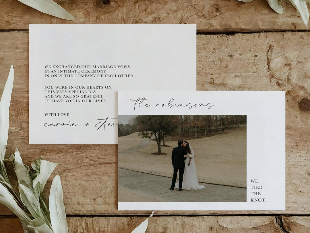 Classic Elopement Announcement Cards | Printed & Shipped - Etsy
