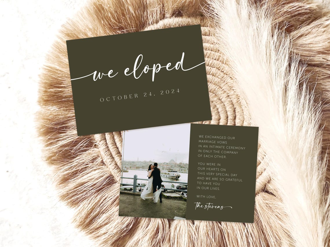 Artistic Elopement Announcement Cards | Printed & Shipped - Etsy