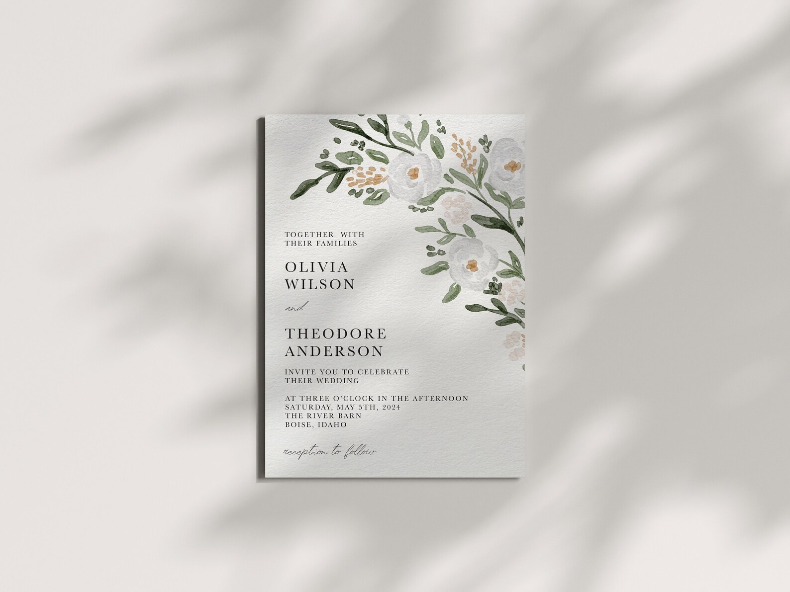Simplistic Floral Wedding Invitation | Printed & Shipped - Etsy