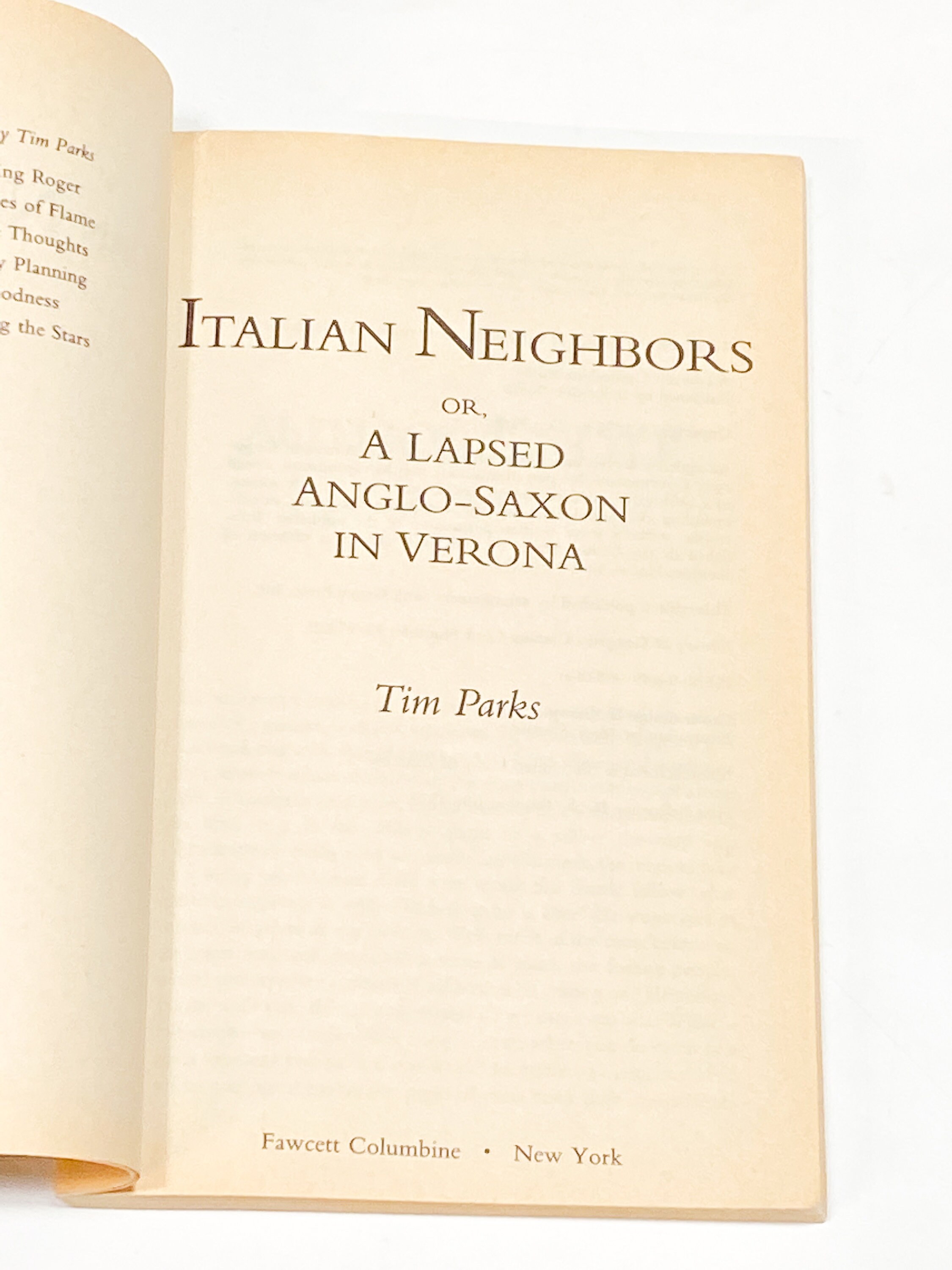 Italian Neighbors of a Lapsed Anglo Saxon in Verona - Tim Parks ...