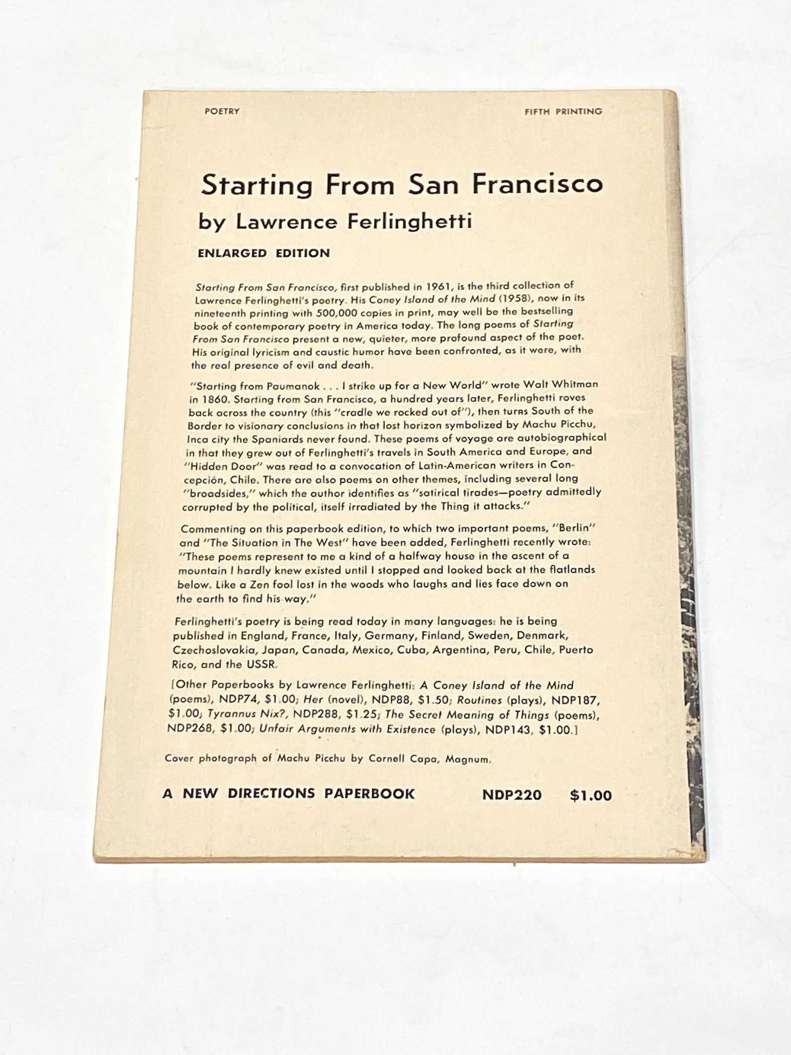 Lawrence Ferlinghetti - Starting From San Francisco - Poem Book of ...