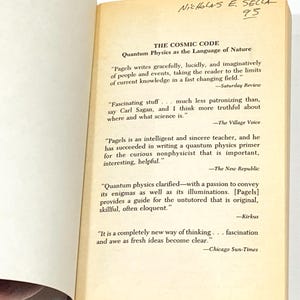 The Cosmic Code Heinz Pagels Quantum Physics Vintage Paperback Fringe ...