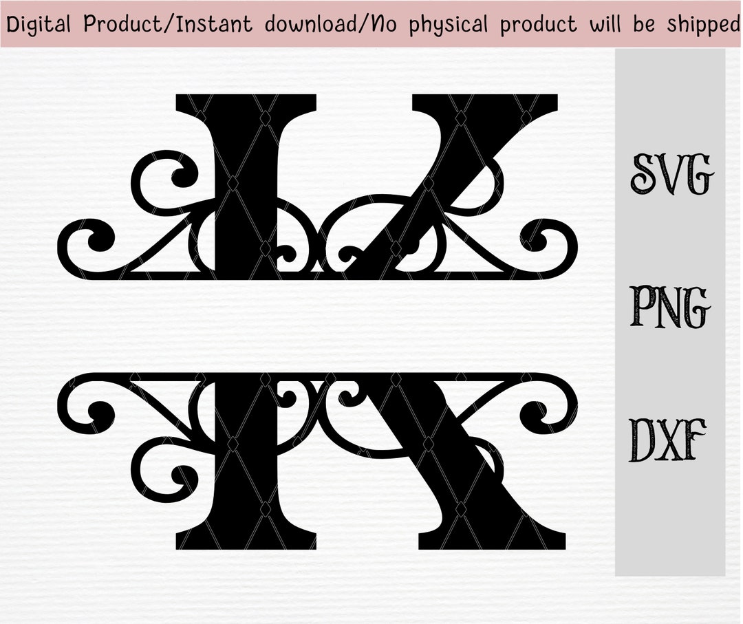 Split Capital Letter Monogram SVG/DXF/PNG Files/split Captital Letter K ...
