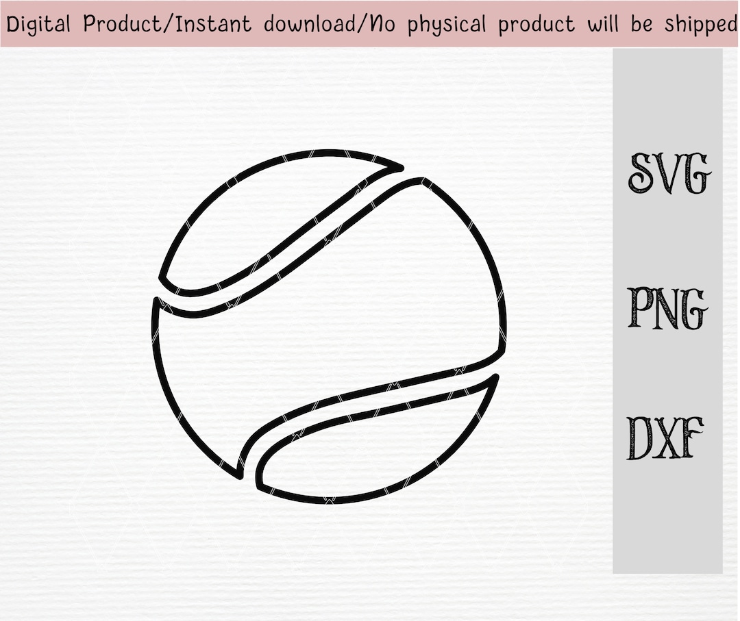 Tennis Ball SVG/PNG/DXF Files/ Black Line Drawing Tennis Ball for ...