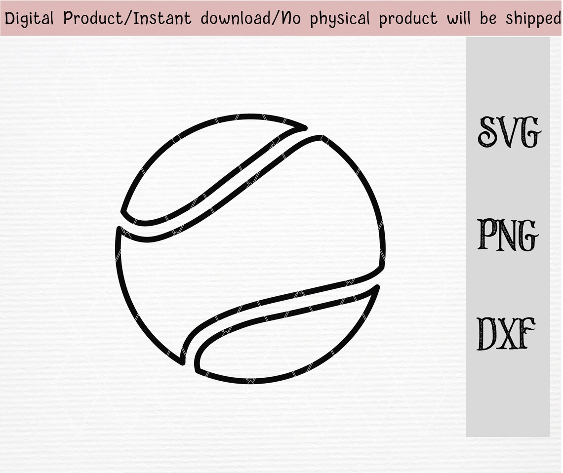 Tennis Ball SVG/PNG/DXF Files/ Black Line Drawing Tennis Ball for ...