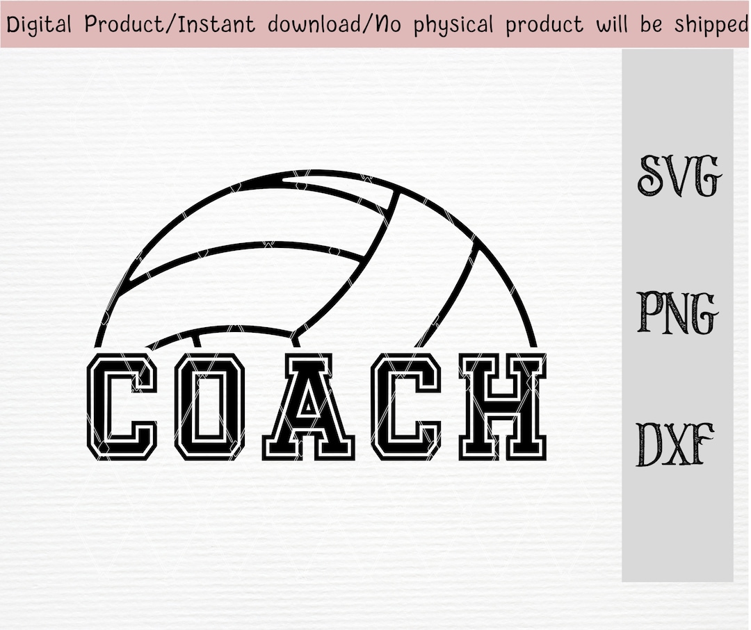 Black Half Volleyball Outline With Jersey Letters COACH Svg/png/dxf ...